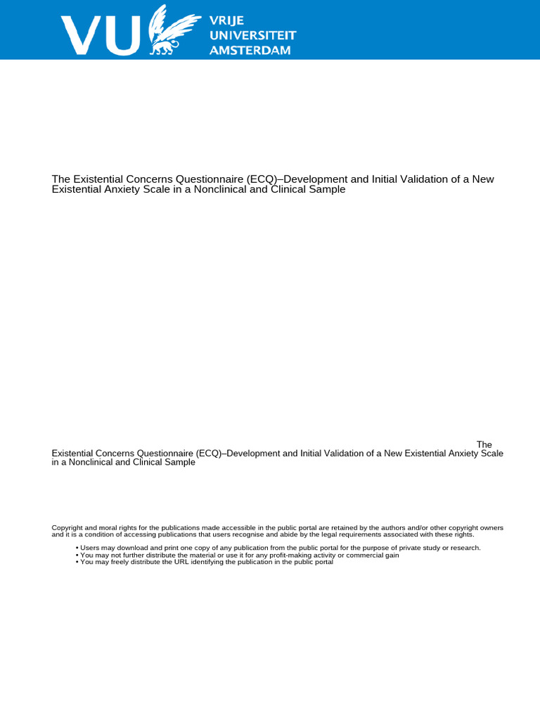 The Existential Concerns Questionnaire ECQ Development and Initial ...