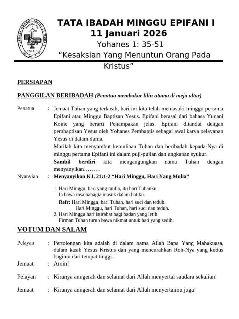 Tata Ibadah MG Epifani, 11 Januari 2026 | PDF