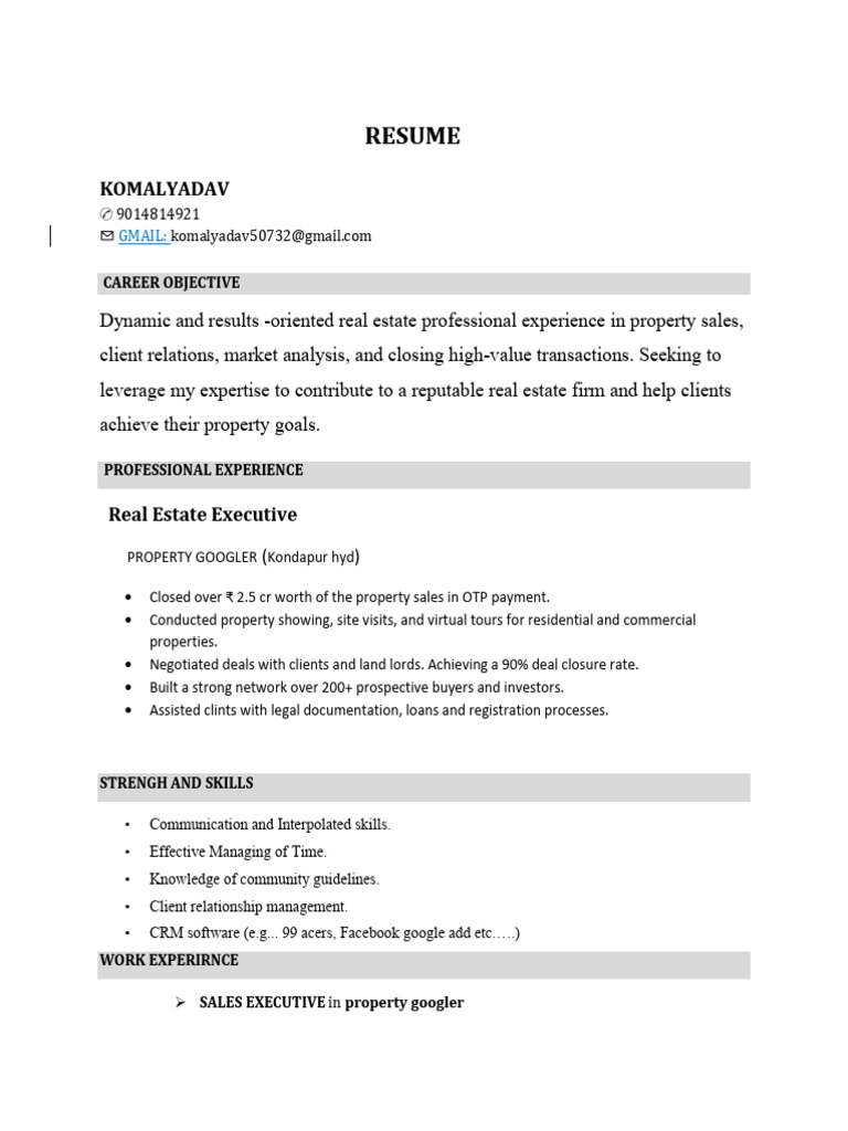 Resume Rider Komal Yadav Cv | PDF | Business