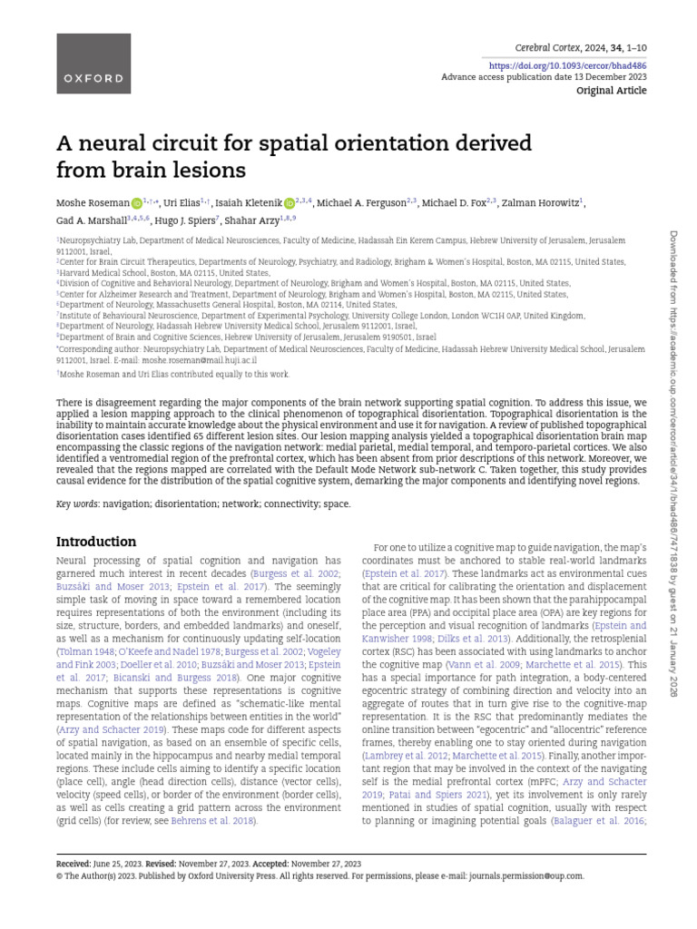 A Neural Circuit for Spatial Orientation Derived | PDF | Behavioural ...
