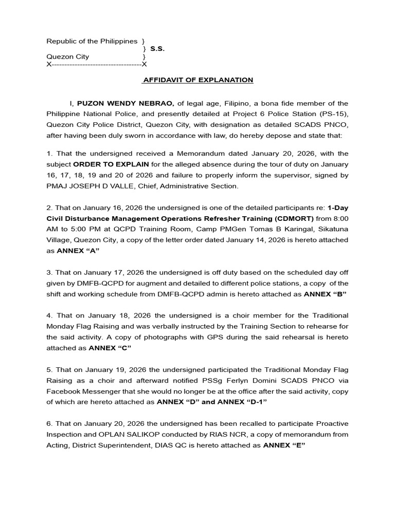 Affidavit of Explanation - PUZON | PDF