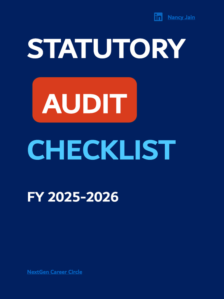 Statutory Audit Checklist FY 2025-26 | PDF | Credit | Finance & Money ...