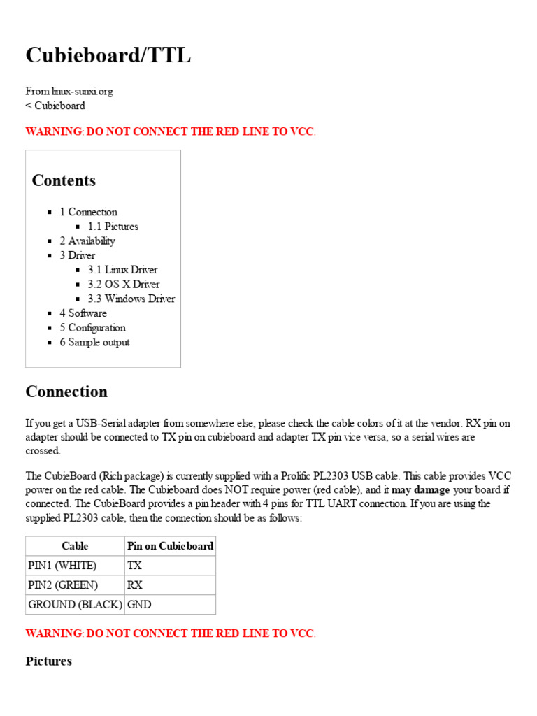 Cubieboard Serial Conection TTL | PDF