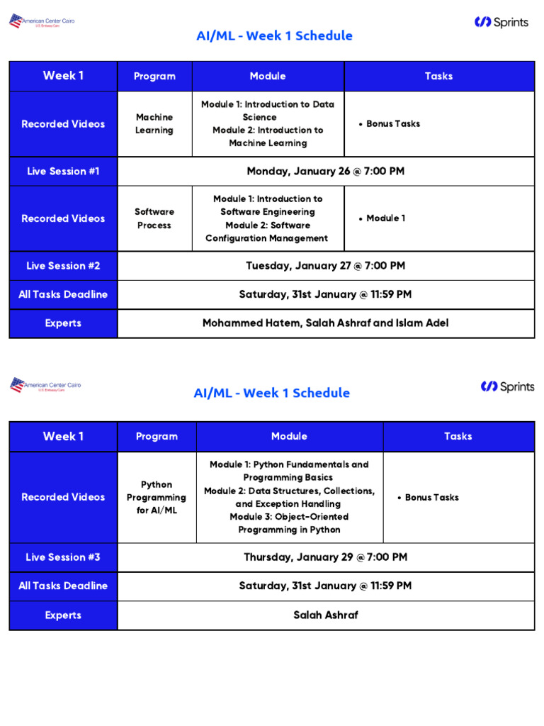 ACC AIML - Weekly Schedule | PDF