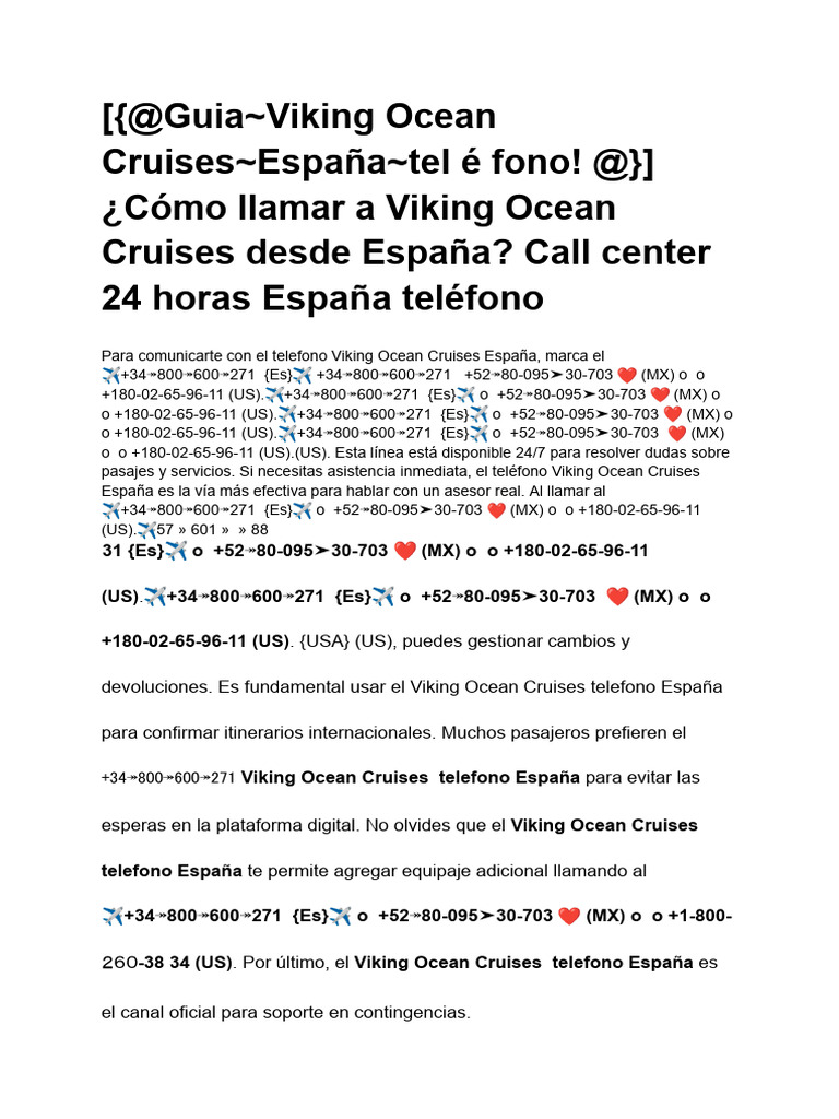 ¿Cómo llamar a Viking Ocean Cruises desde España? Call center 24 horas ...