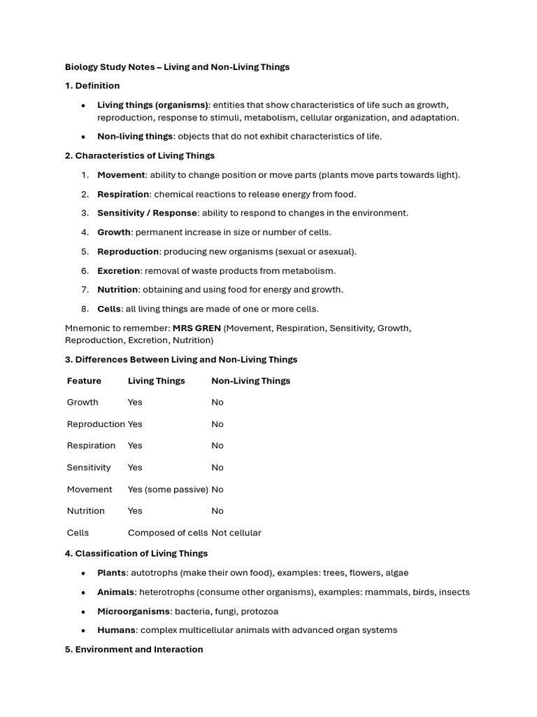 Biology LIVING and NON LIVING Things | PDF | Life | Organisms