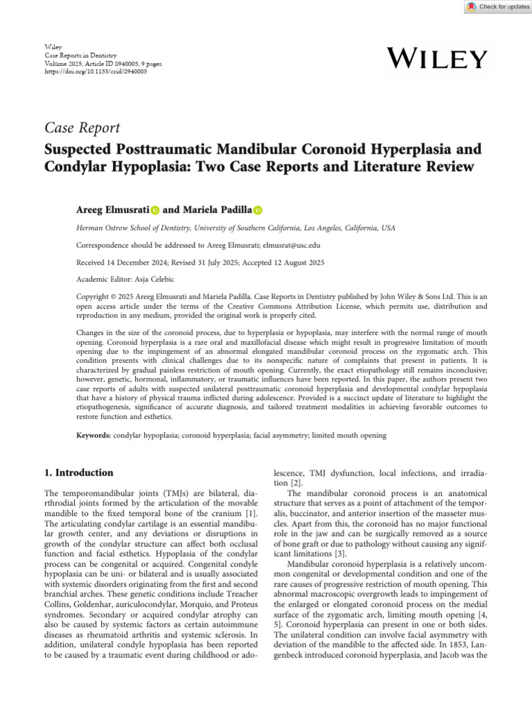Case Reports in Dentistry - 2025 - Elmusrati - Suspected Posttraumatic ...