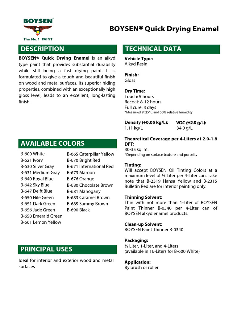 QDE TDS 1019_1 | PDF | Paint | Materials