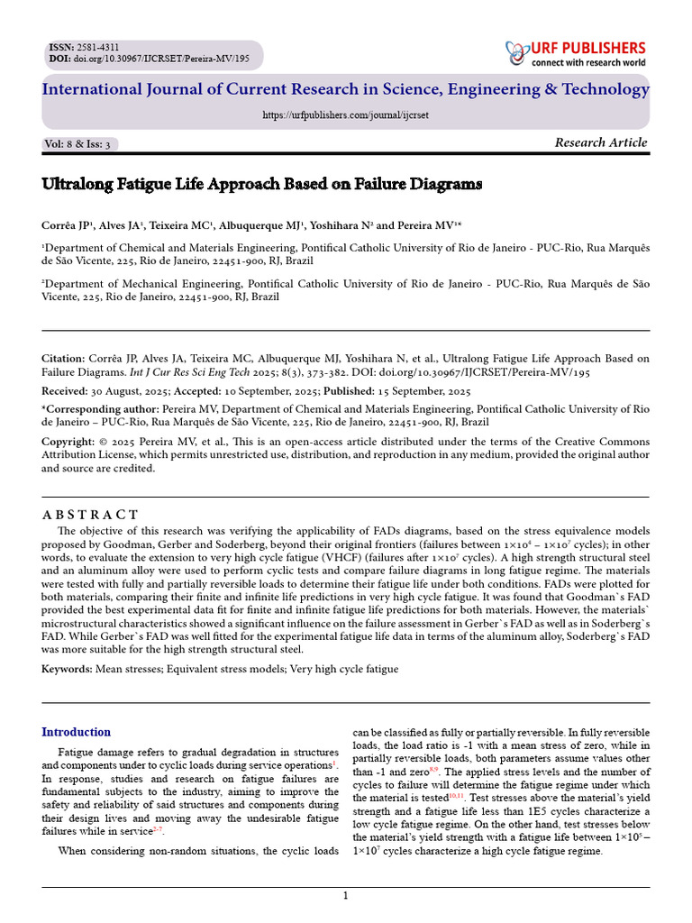 Ultralong Fatigue Life Approach Based on Failure Diagrams | PDF ...
