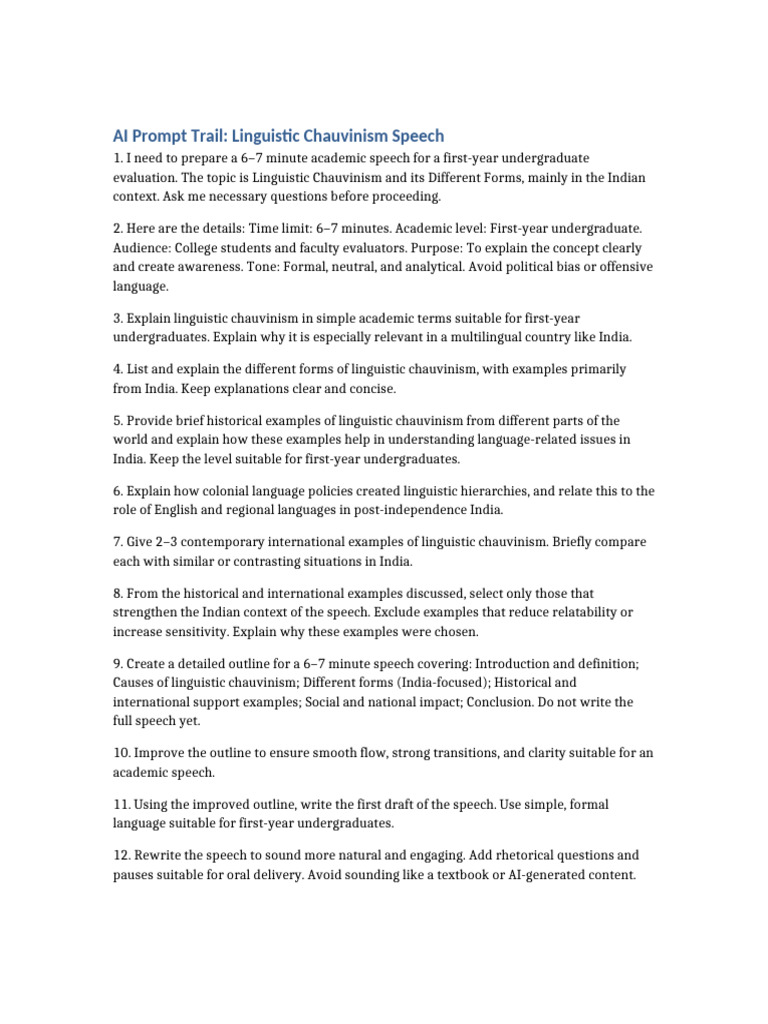 Linguistic Chauvinism AI Prompts | PDF | Linguistics | Cognition