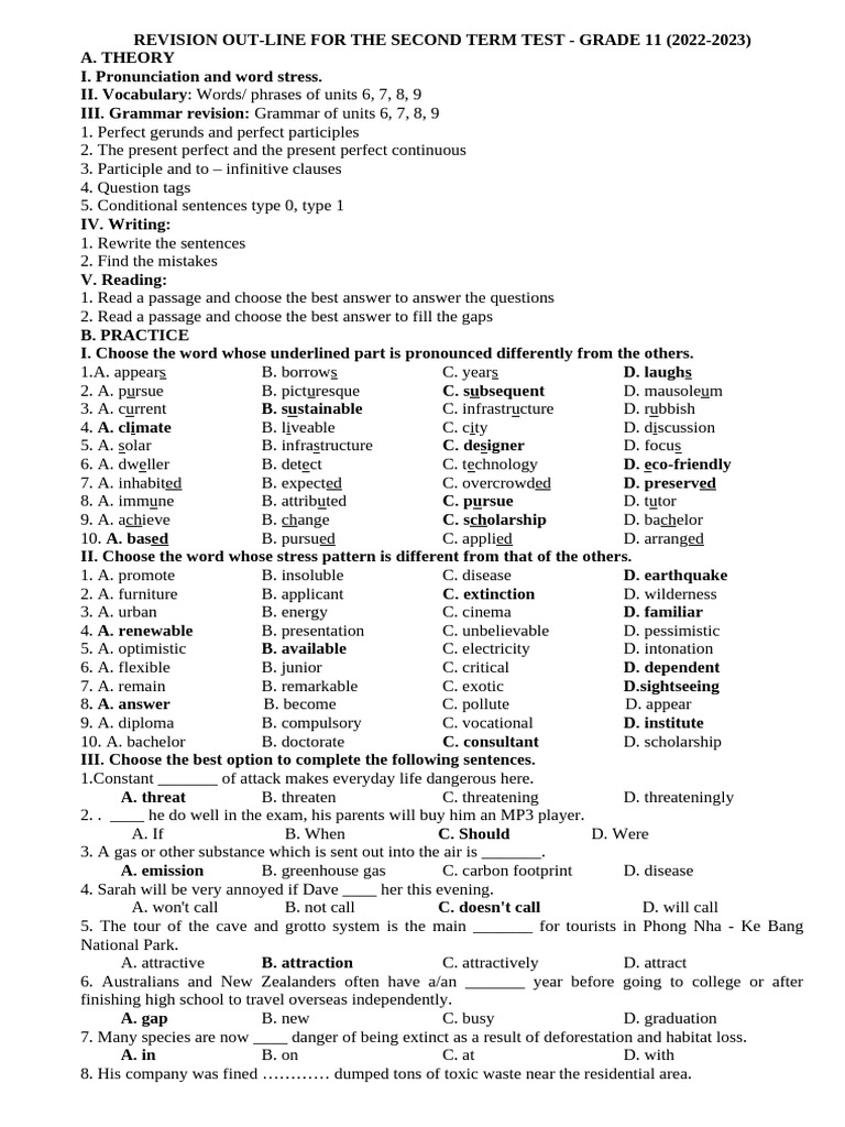 KEY-REVISION-OUT-LINE-FOR-THE-SECOND-TERM-TEST-GRADE-11 | PDF | City ...