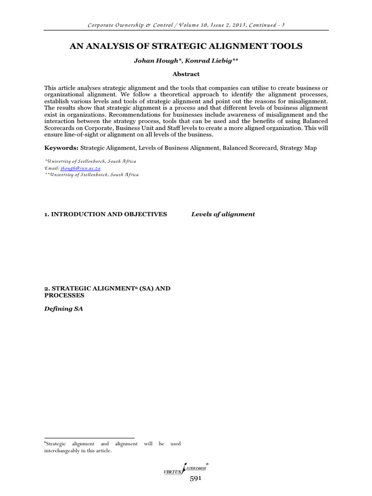 An Analysis of Strategic Alignment Tools | PDF | Strategic Management ...