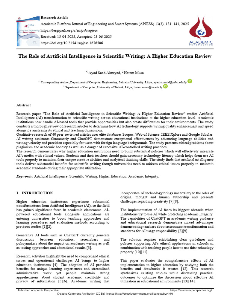 The Role of AI in Scientific Writing | PDF | Artificial Intelligence ...