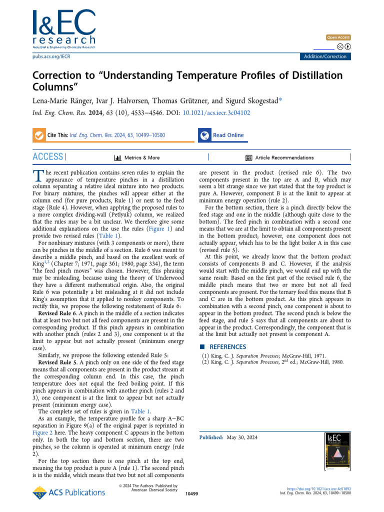 Correction to Understanding Temperature Profiles of Distillation ...