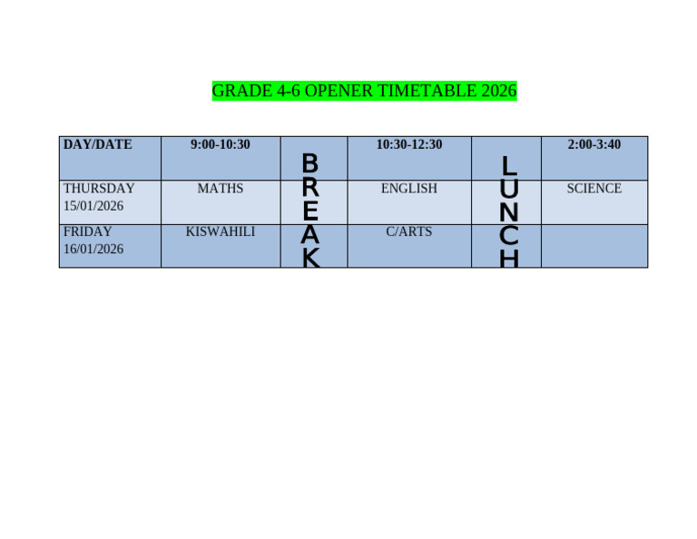 Grade 4,5,7 & 8 KNEC Timetable 2025 Term 3 | PDF