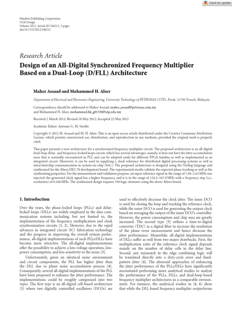 VLSI Design - 2012 - Assaad - Design of an All‐Digital Synchronized ...