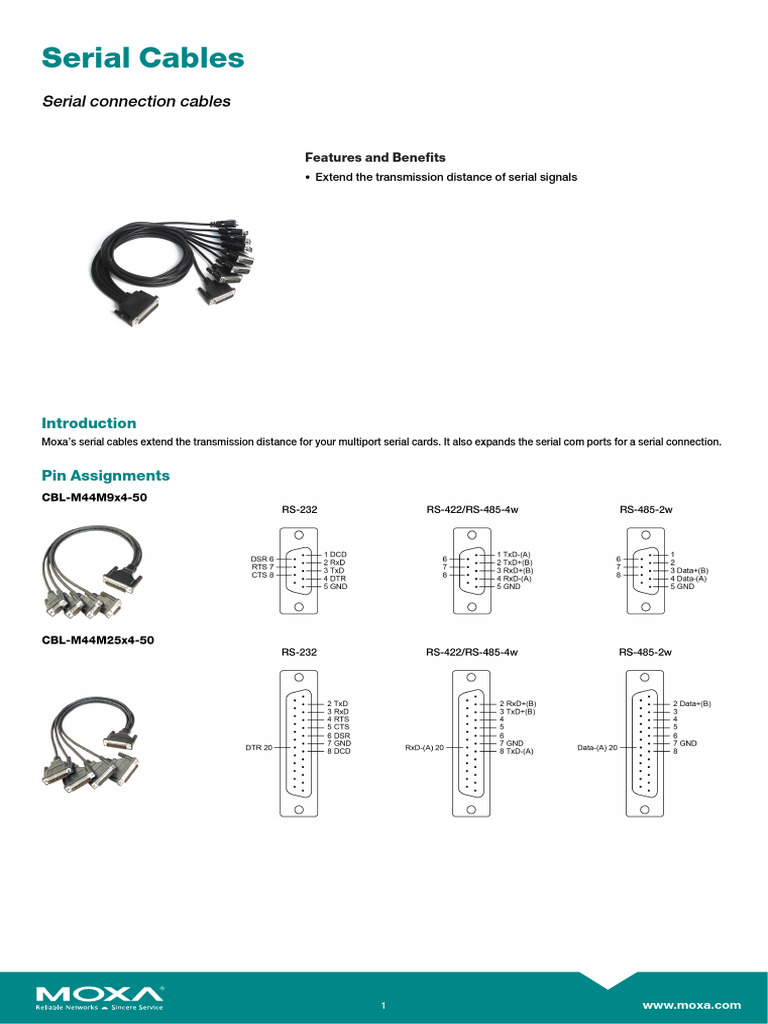 Moxa Serial Cables Datasheet v1.2 | PDF | Electrical Equipment ...