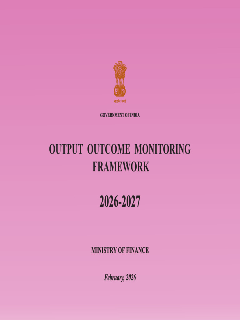 Indian Budget 2026 Output Outcome Framework For Schemes 2026-2027 | PDF ...