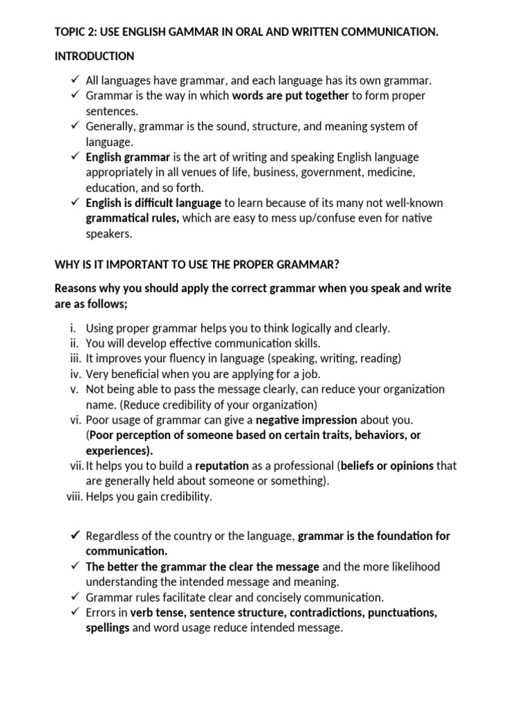 Topic 2 Parts of Speech and Articles Current | PDF | Verb | Grammatical ...