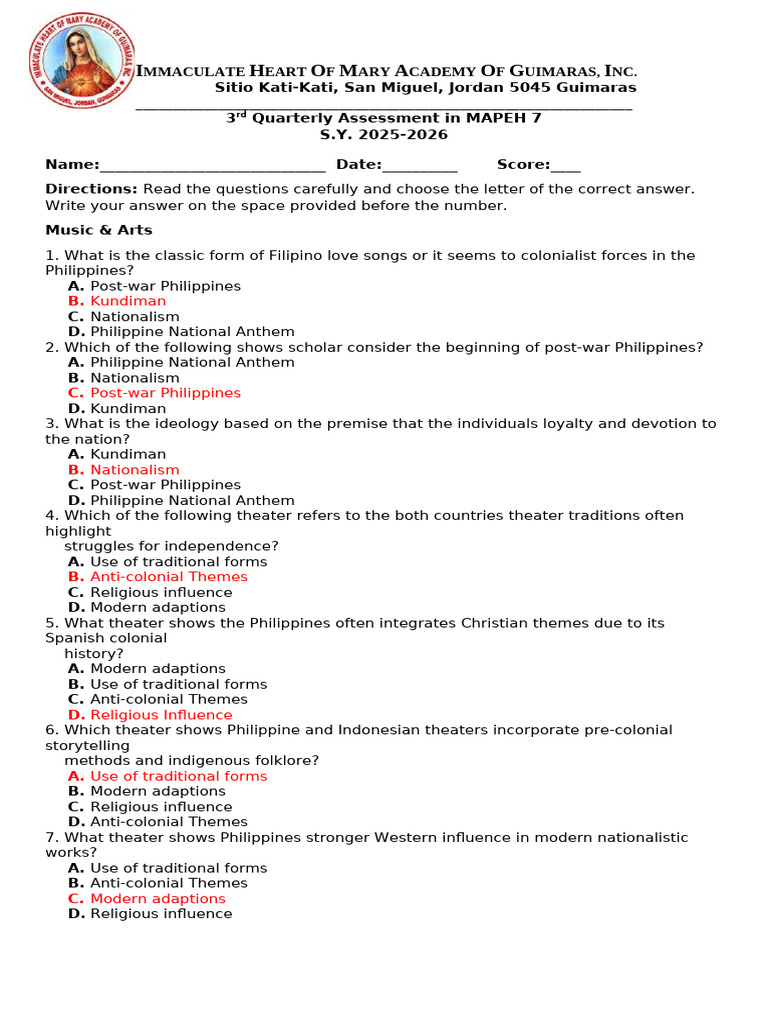 grade 7 - MAPEH | PDF | Nutrition | Diet & Nutrition