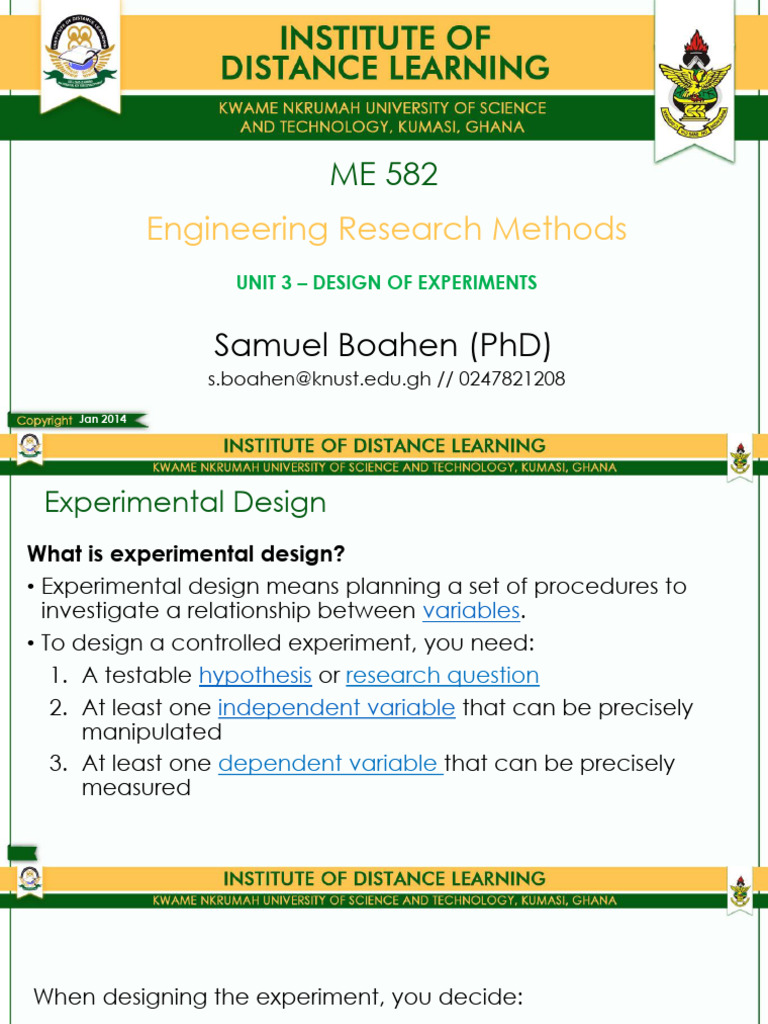 Unit 3 - Design of Experiments | PDF | Experiment | Design Of Experiments