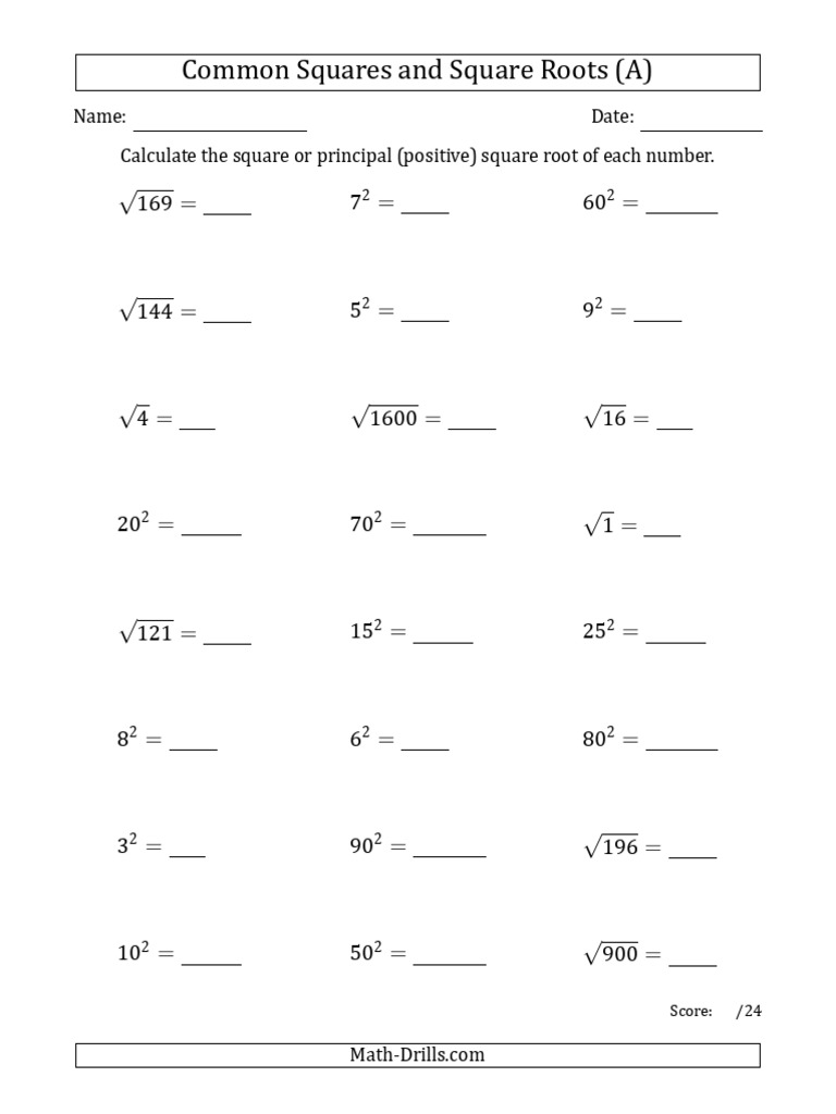 Squares and Square Roots Common 001.1471265064 | PDF