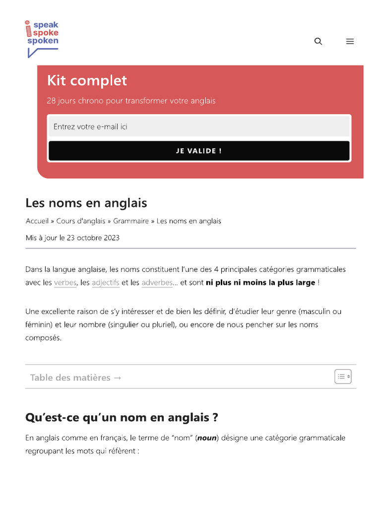 1-Les Noms en Anglais | PDF