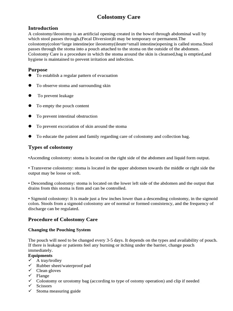 Colostomy Care Contentdocx | PDF | Medical Specialties | Gastroenterology
