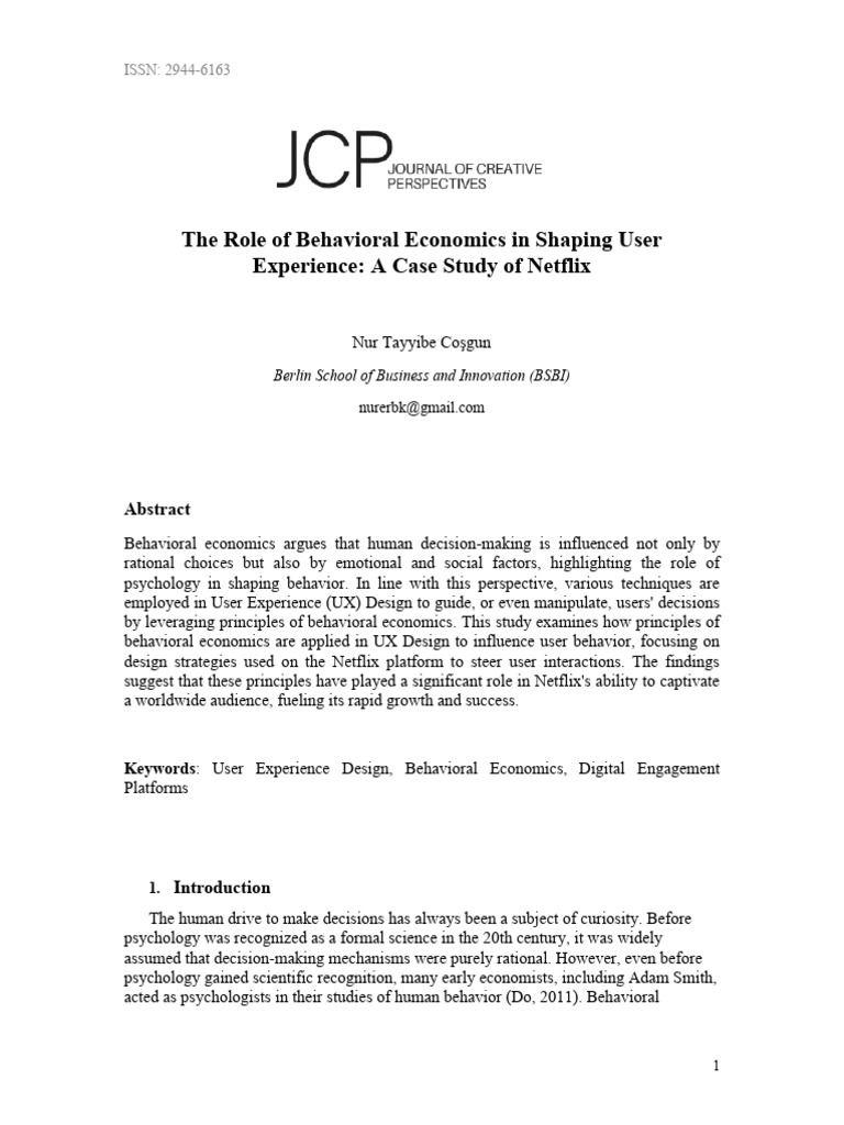 Behavioral Economics User Experience Netflix Case Study | PDF ...