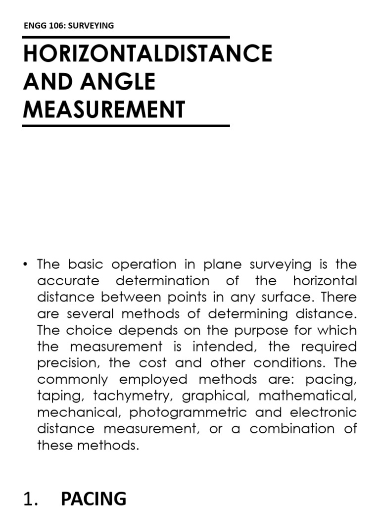 2a. HORIZONTAL DISTANCE AND ANGLE MEASUREMENT | PDF | Surveying