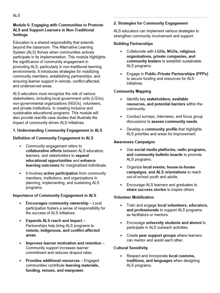 ALS REVIEWER | PDF | Educational Assessment | Learning