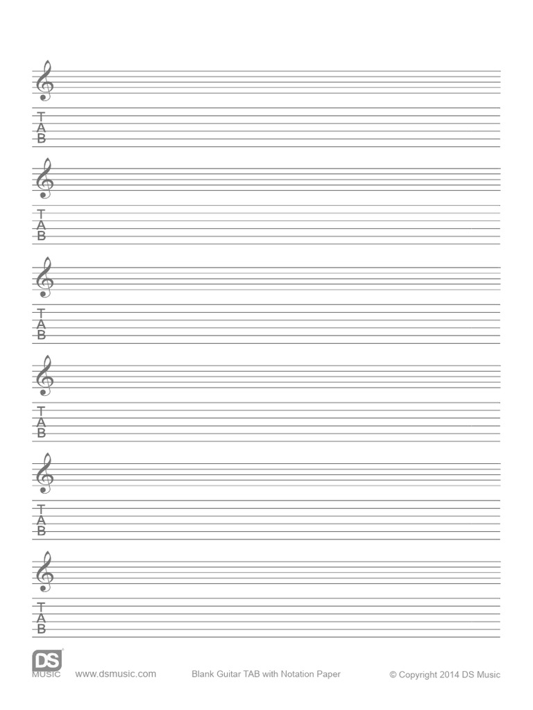 Blank Guitar TAB With Notation Paper | PDF