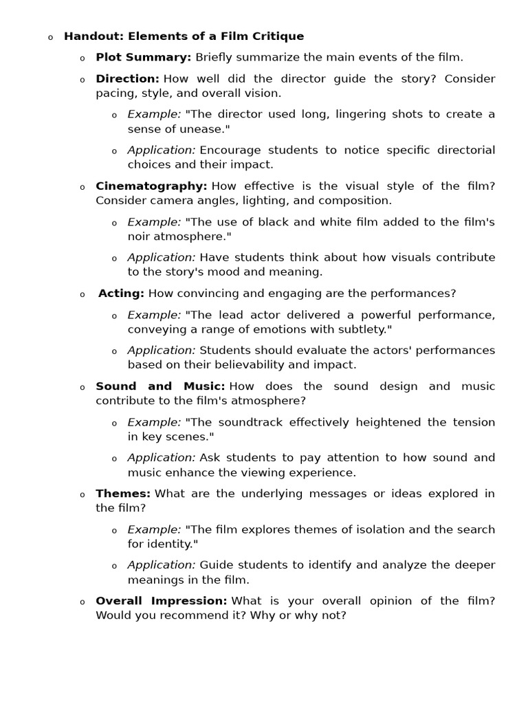 Elements of Film Review | PDF | Cinematography | Human Communication