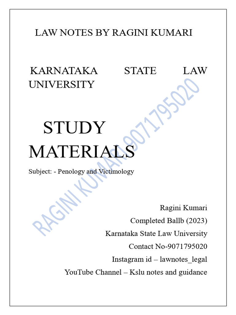 Penology and Victimology Notes | PDF | Crimes | Crime & Violence