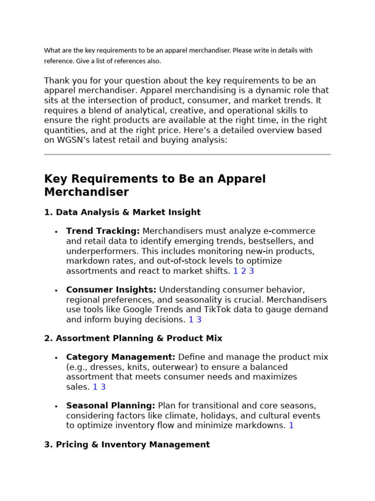 What Are The Key Requirements To Be An Apparel Merchandiser | PDF ...
