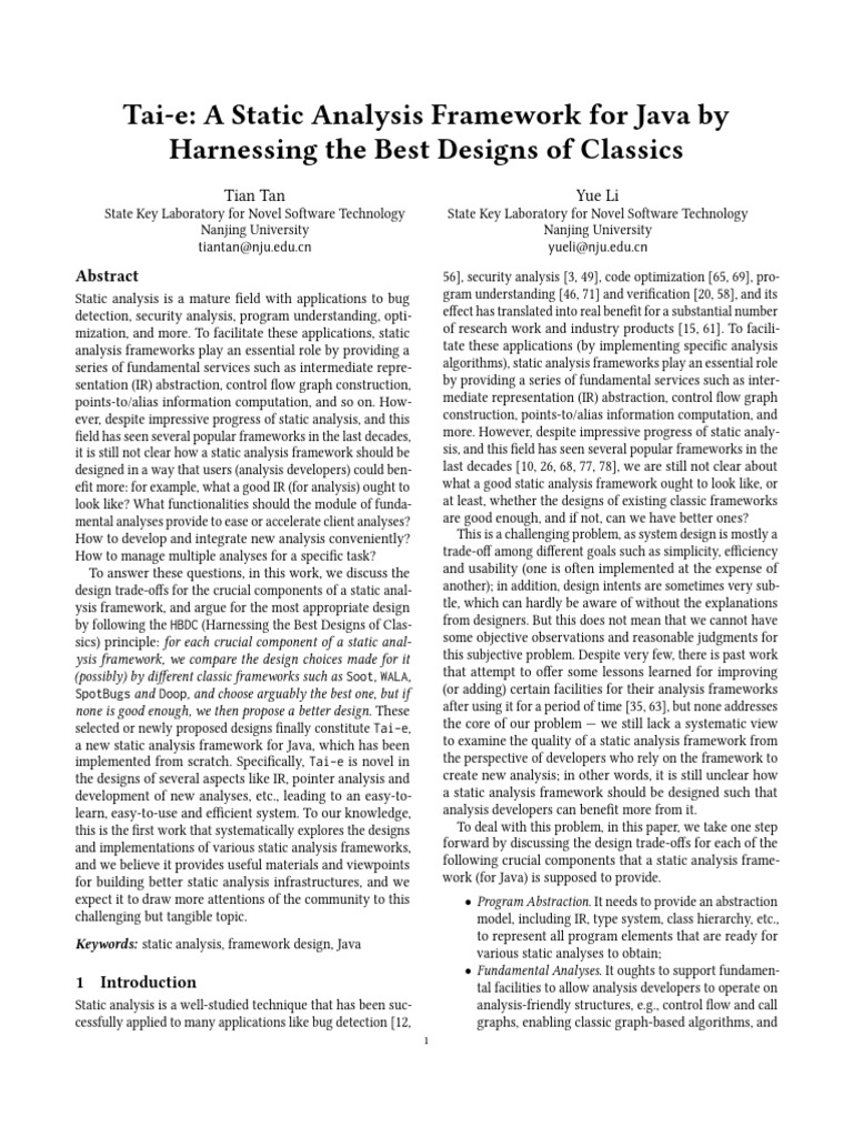 Tai-E A Static Analysis Framework For Java by Harn | PDF | Pointer ...