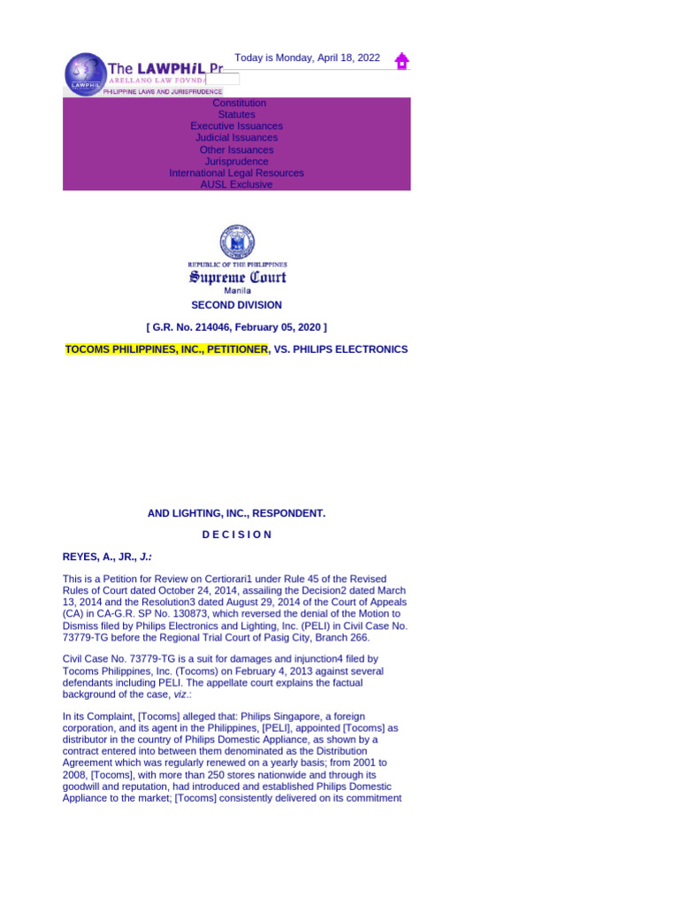 2 Tocoms v Philips 2020 absence of good faith | PDF | Complaint | Cause ...