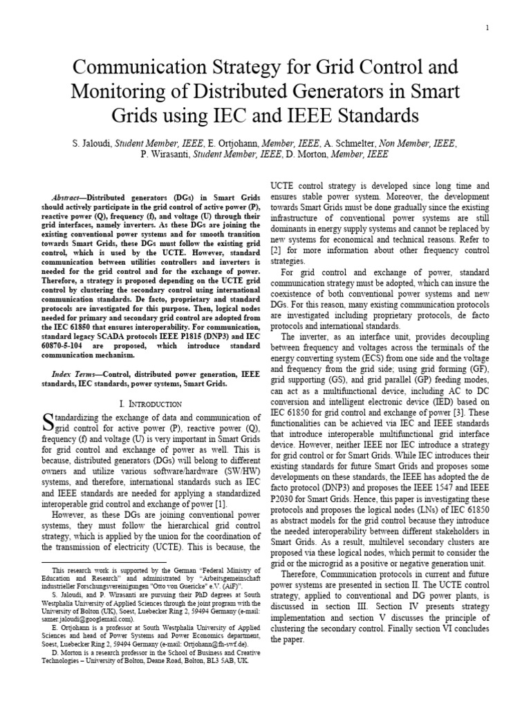 Communication Strategy For Grid Control and Monitoring of Distributed ...