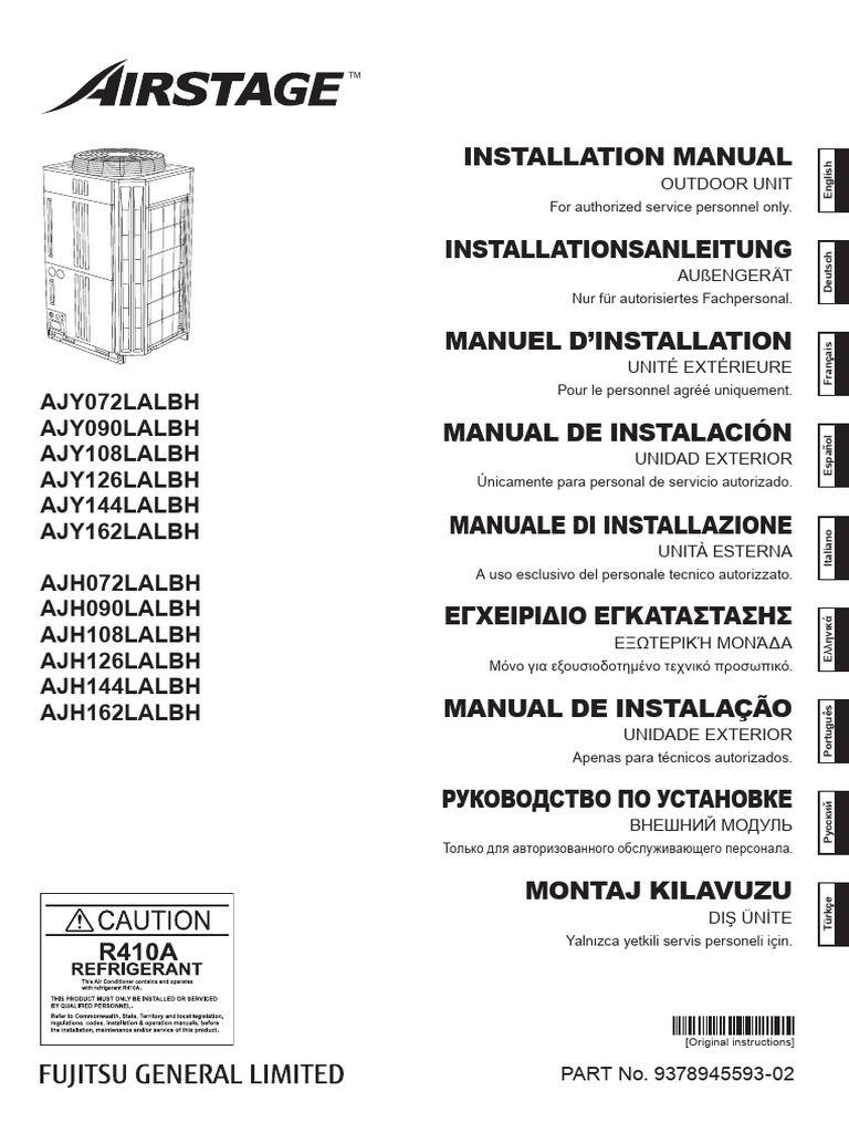 AJY108LALBH Installation+Manual | PDF | Electrical Wiring | Pipe (Fluid ...