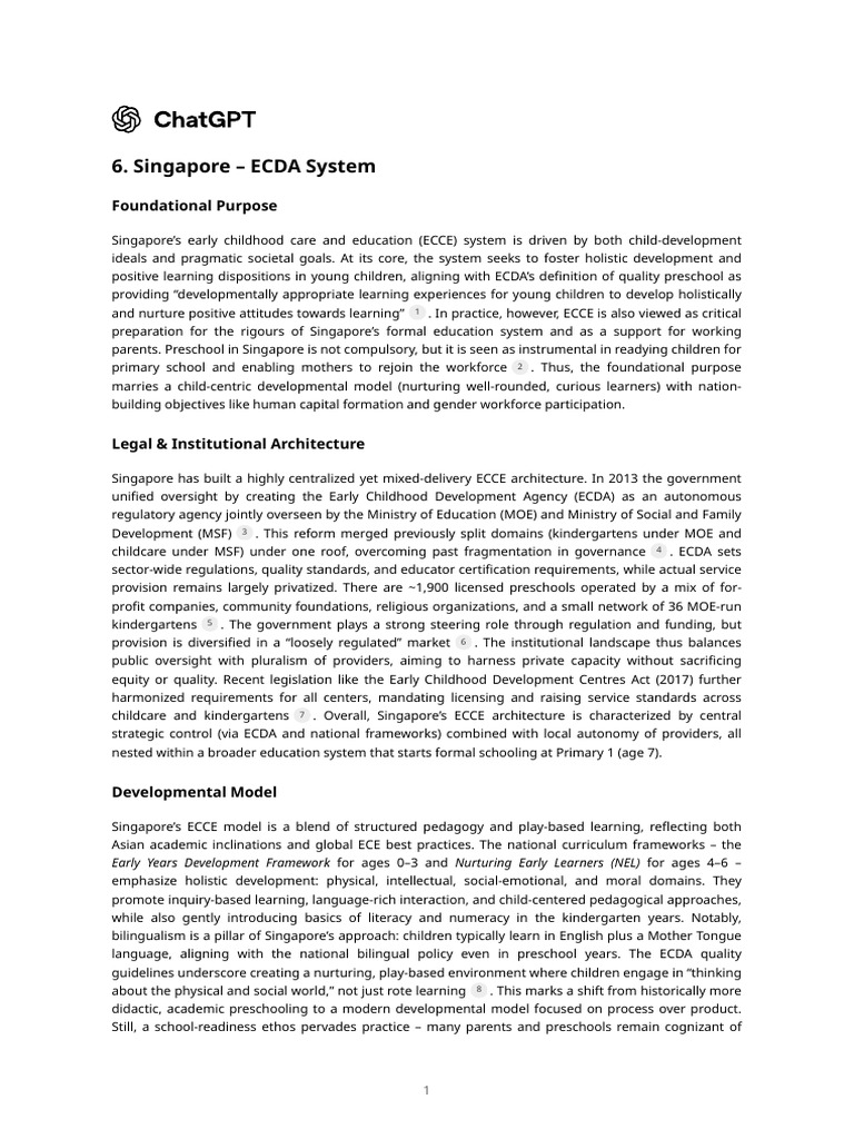 Singapore - ECDA System | PDF | Preschool | Early Childhood Education