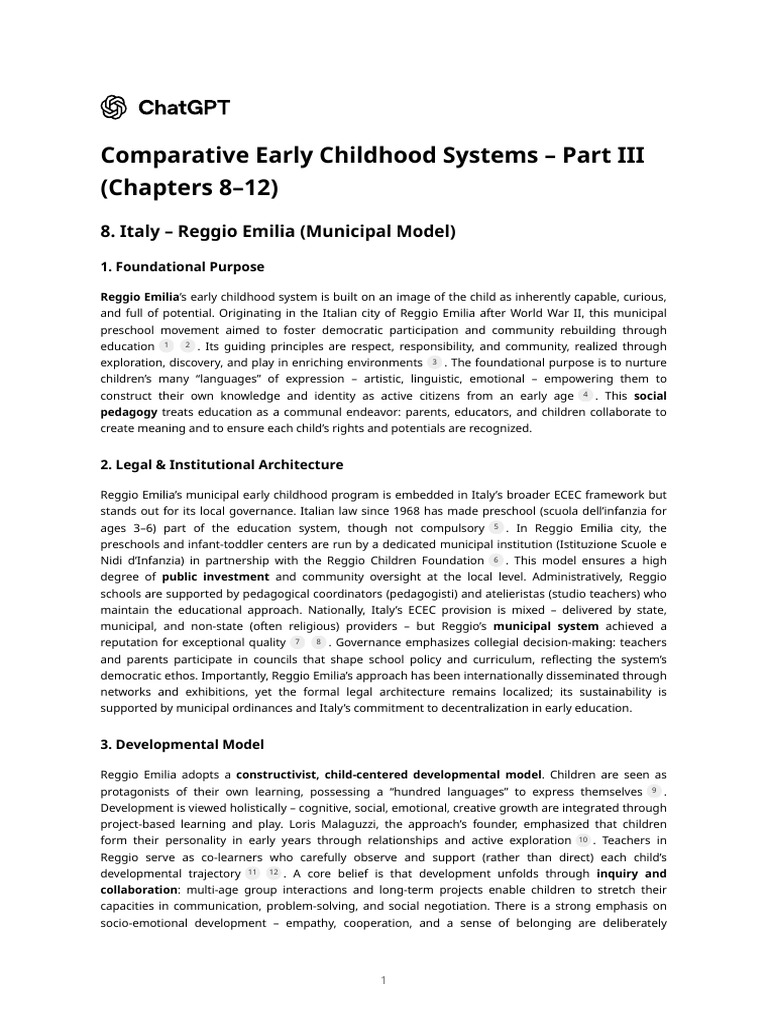 Comparative Early Childhood Systems – Part III (Chapters 8–12) | PDF ...