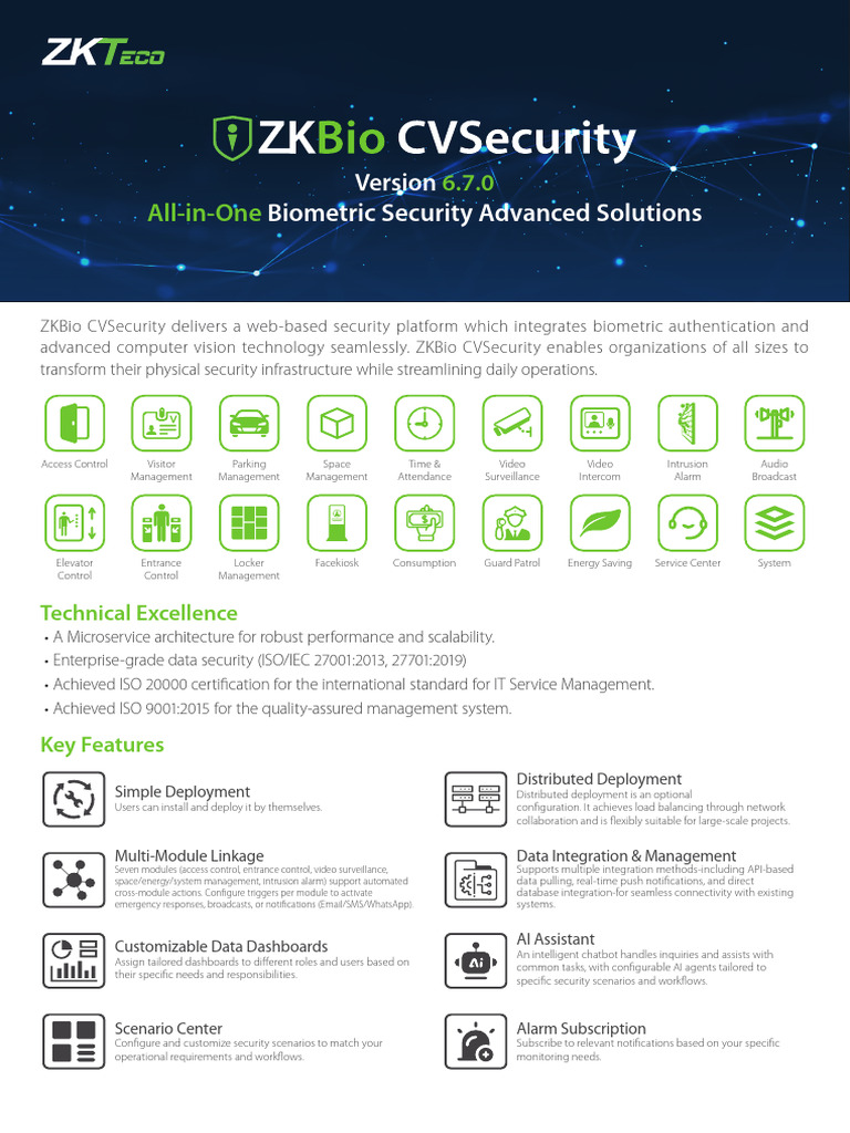 ZKBio CVSecurity V6.7.0 Datasheet 20251127 | PDF | Access Control ...