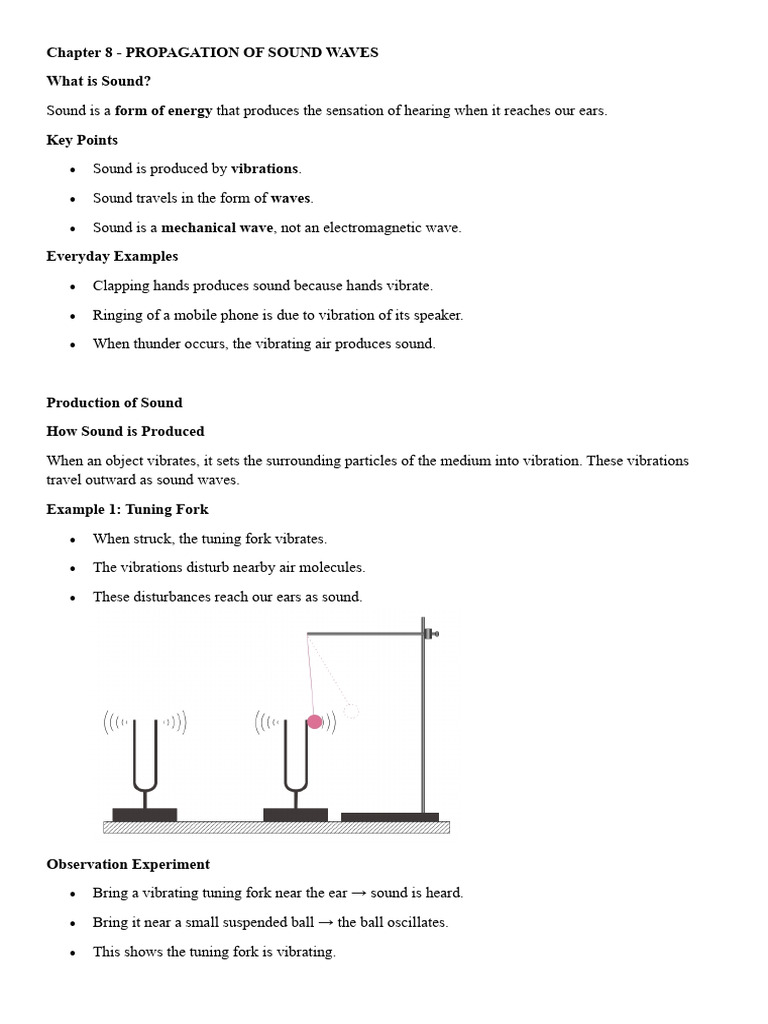 Chapter 8 Notes IX Physics | PDF | Sound | Waves