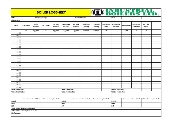 Boiler Logsheet | PDF