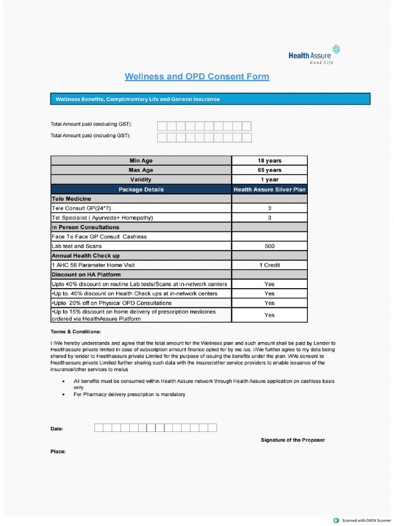 Healthassure Wellness Form | PDF