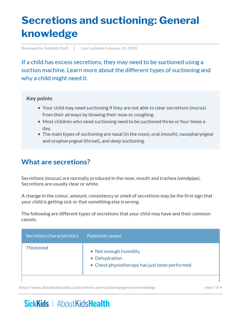 Secretions and Suctioning_ General Knowledge | PDF | Respiratory Tract ...