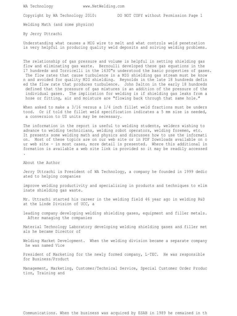 Welding Math (And Some Physics) | PDF | Welding | Construction
