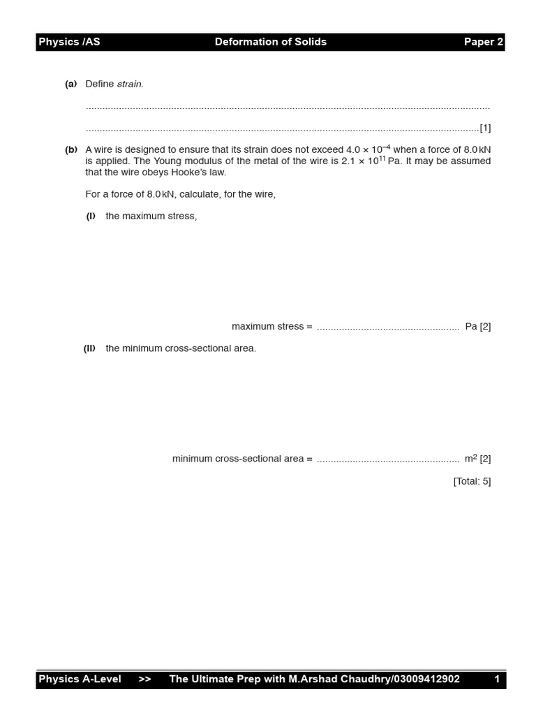 Deformation of Solids.A Level | PDF | Deformation (Engineering) | Young ...