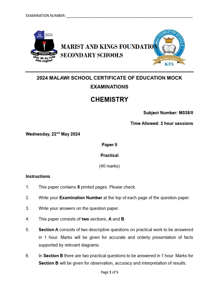 2024 - Chemistry Paper II | PDF | Chemical Compounds | Chemistry