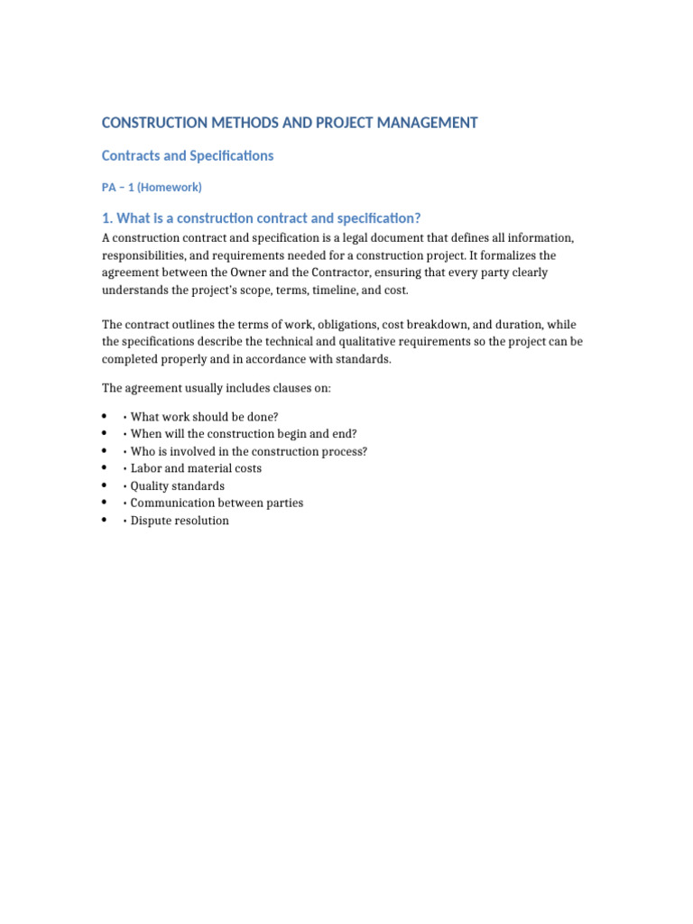 Contract and Specifications | PDF | Specification (Technical Standard)